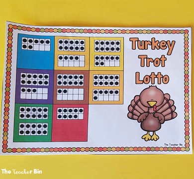 Turkey Trot Ten Frame Math Game - The Teacher Bin