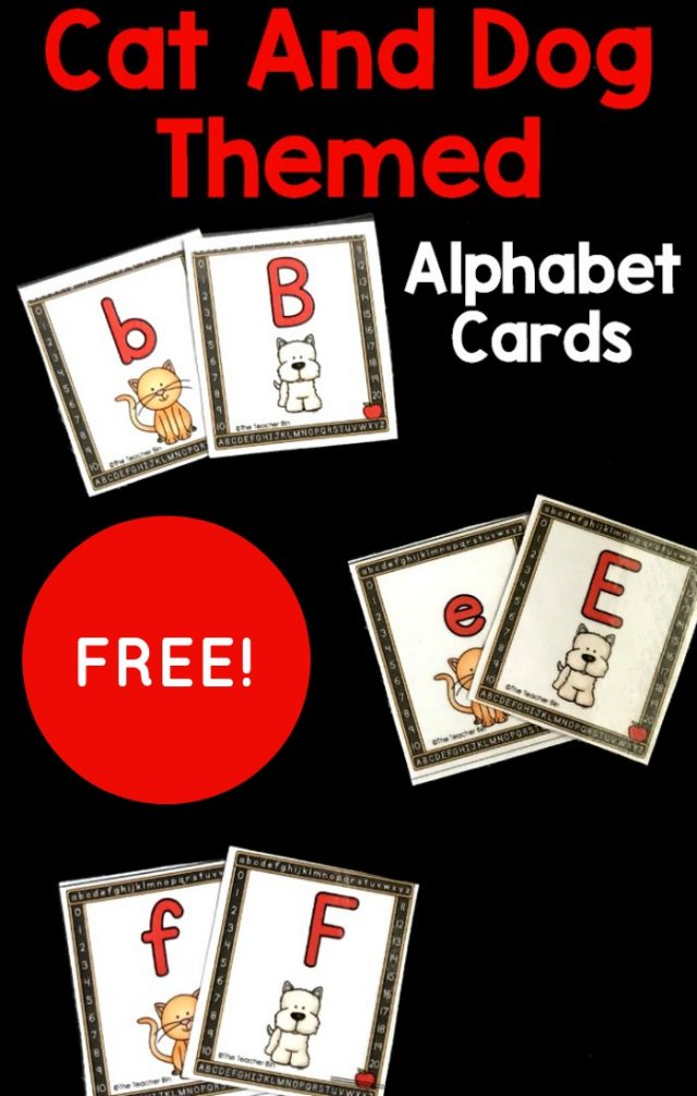 Kindergarten Cat And Dog Alphabet Cards And Game- Freebie