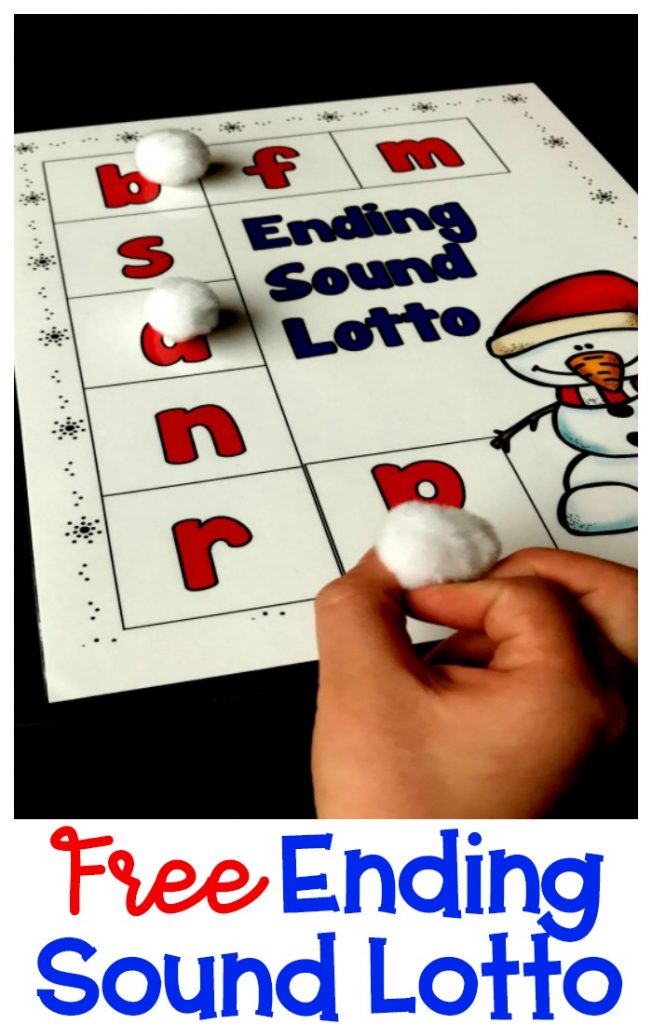 Kindergarten Ending Sound Game – Lotto Freebie