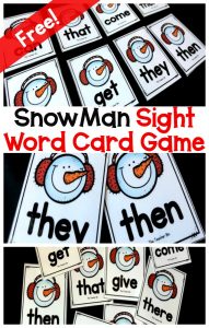 Snowman Sight Word Game for Kindergarten- Freebie