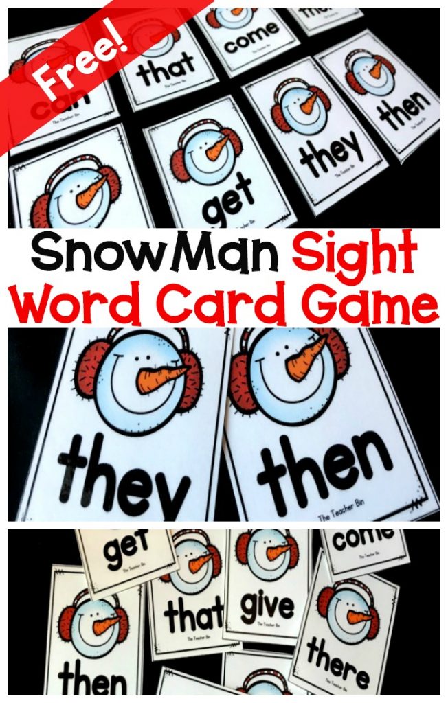 Snowman Sight Word Game for Kindergarten- Freebie