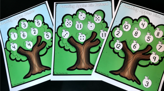 Kindergarten Apple Dice Game-Freebie